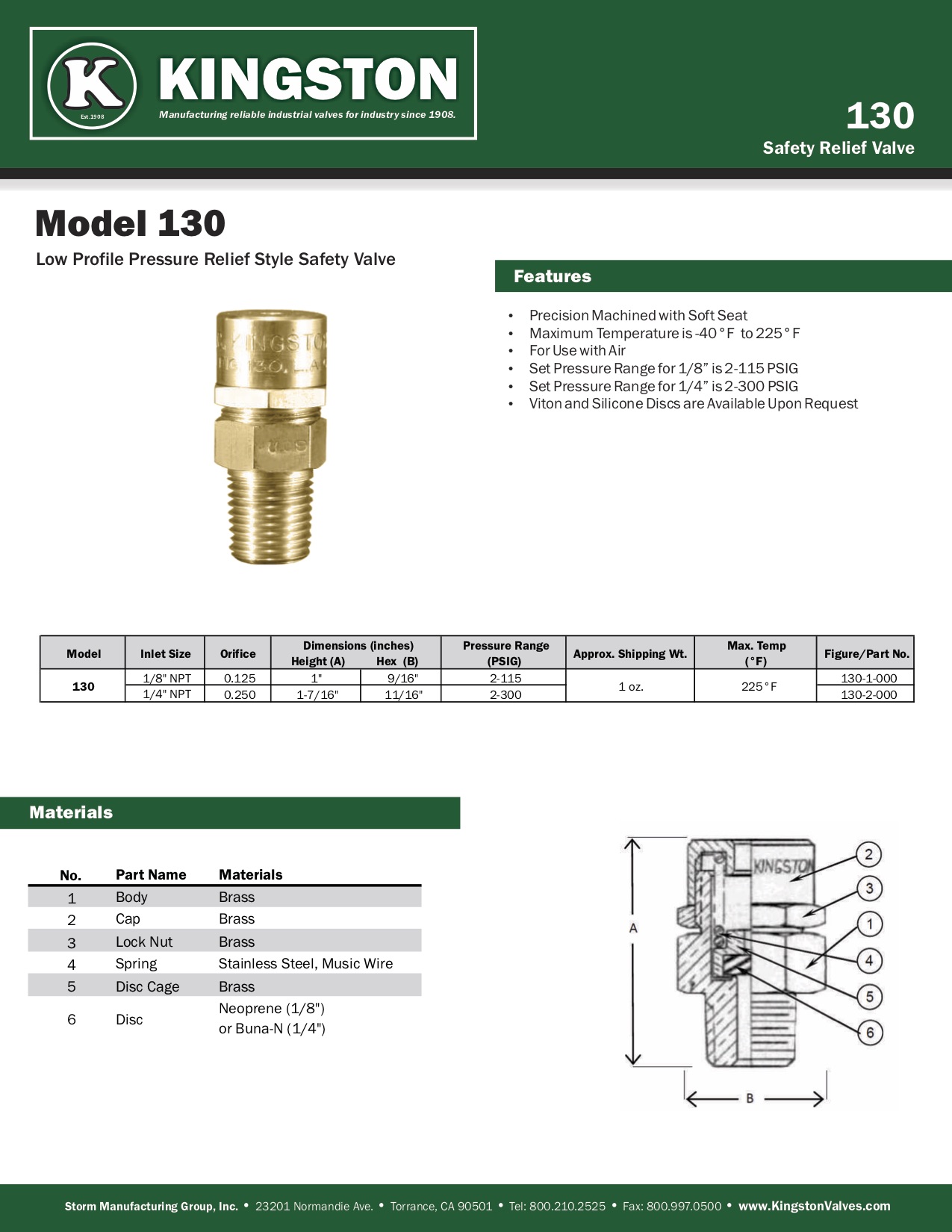 Model 130 - Kingston Valves