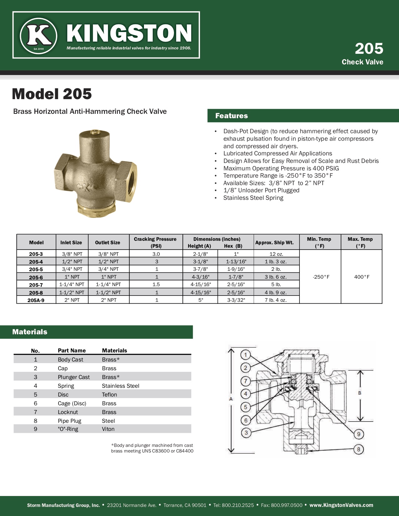 Model 205 - Kingston Valves