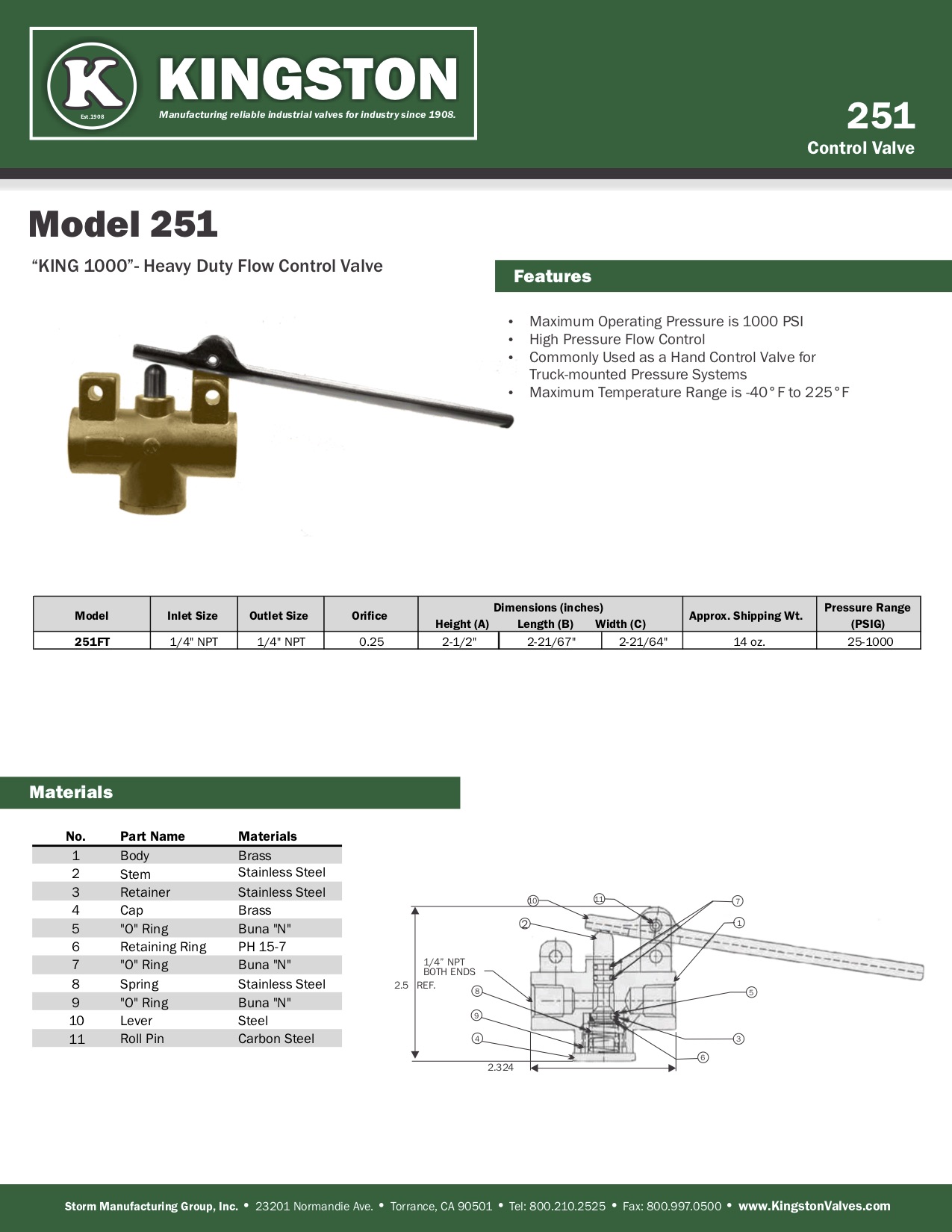 Model 251 - Kingston Valves