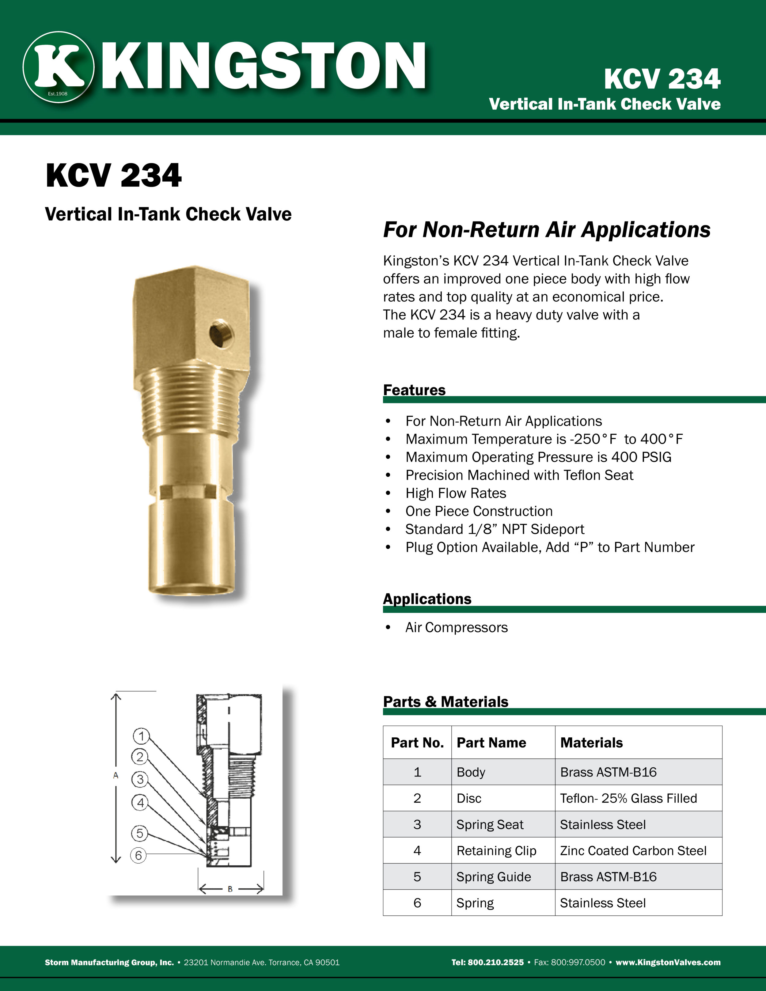 Model KCV 234 - Kingston Valves